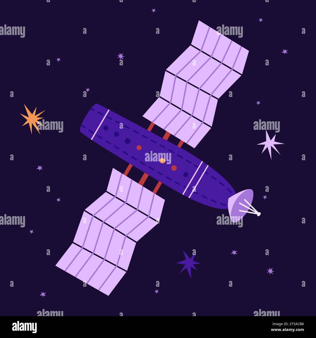 ISS satellite on the background of the starry sky vector illustration ...