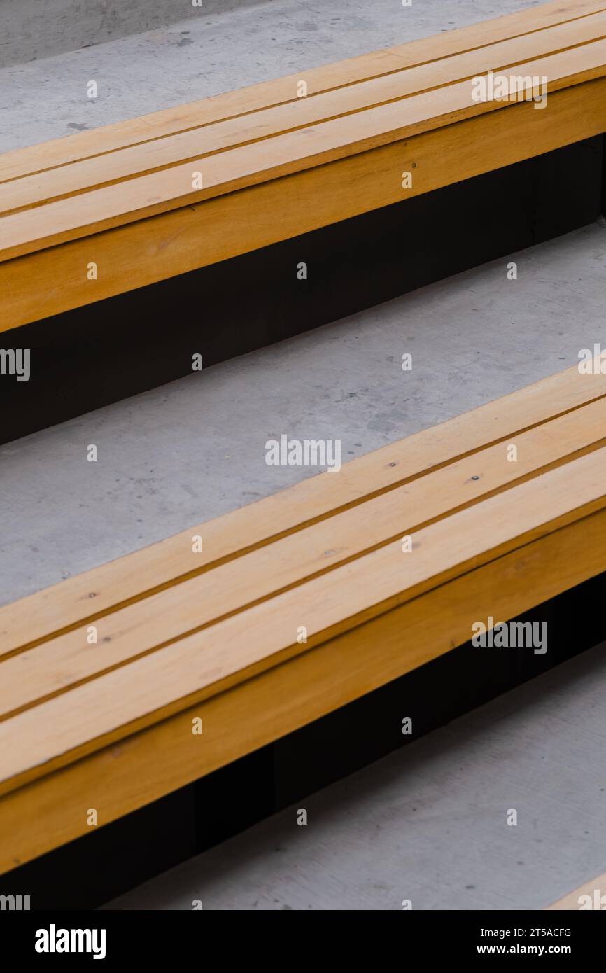Step seating that made of wood and concrete Stock Photo - Alamy