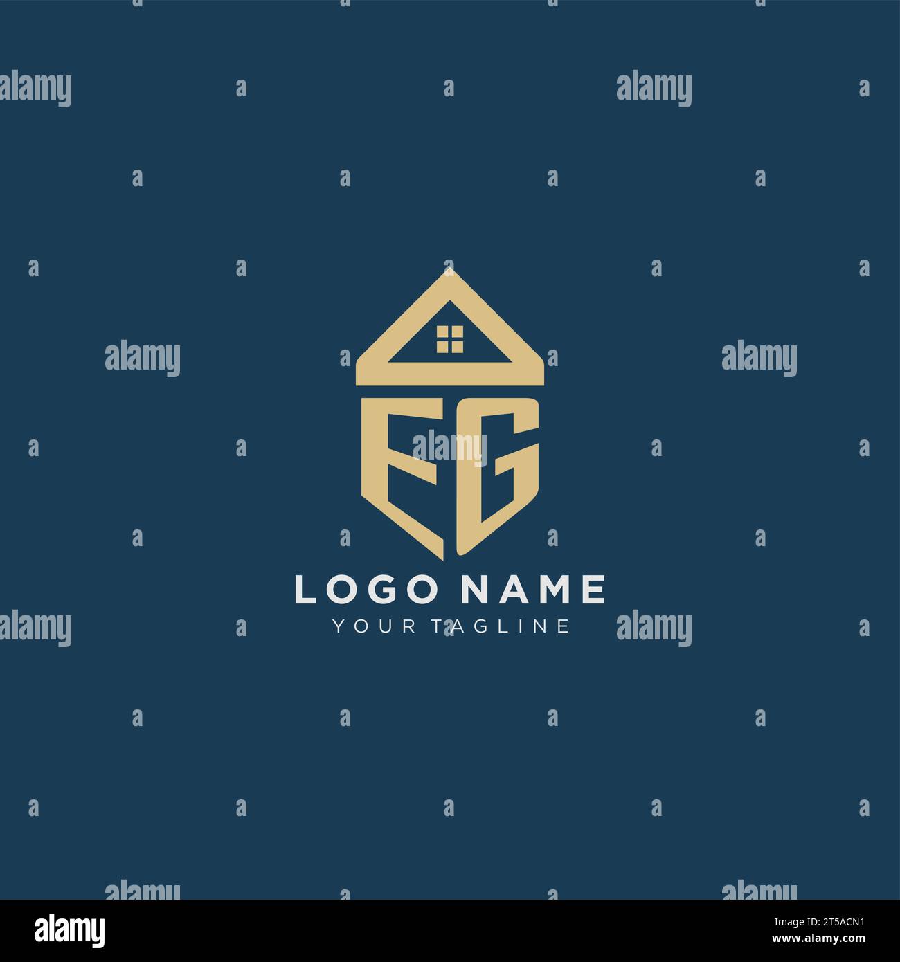 initial letter EG with simple house roof creative logo design for real ...