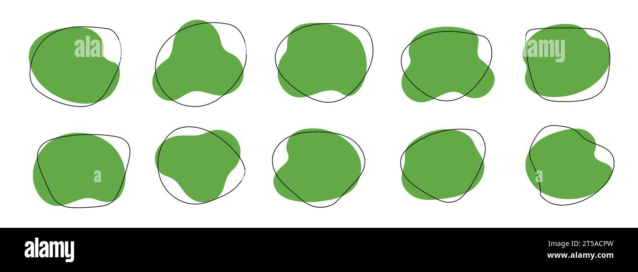 Organic blob shape, abstract green color amoeba, irregular fluid ...