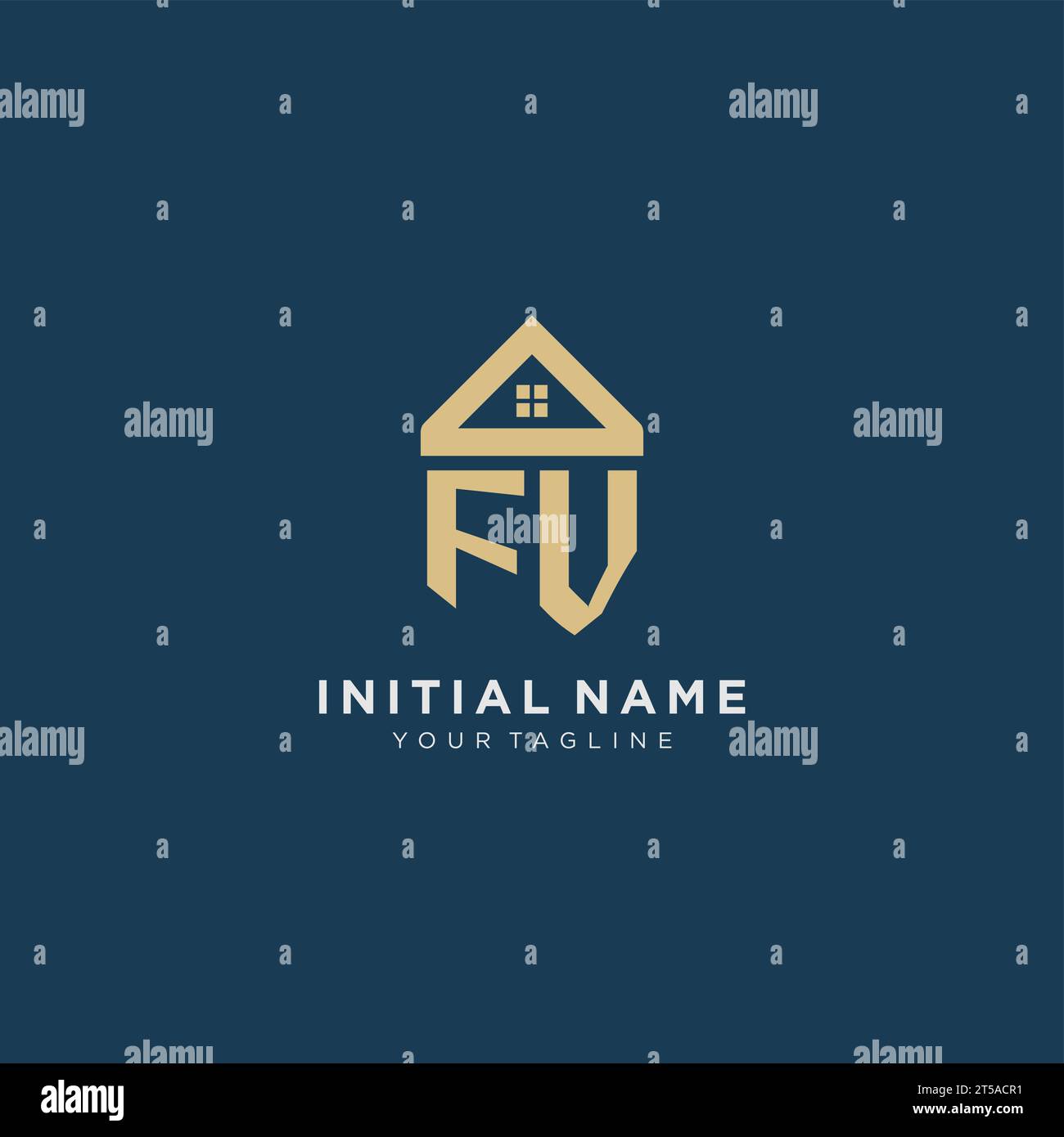 initial letter FV with simple house roof creative logo design for real ...