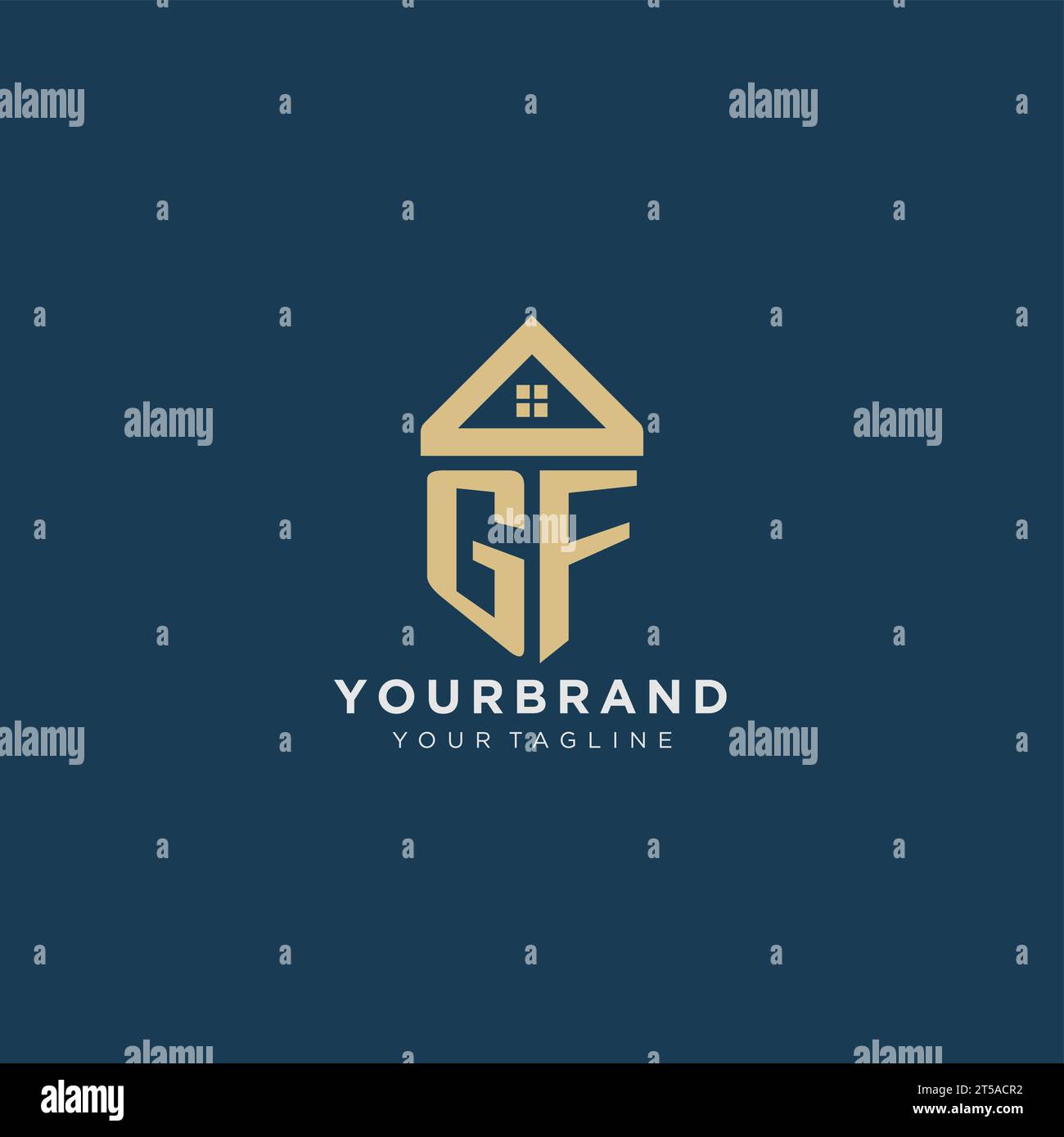 initial letter GF with simple house roof creative logo design for real ...