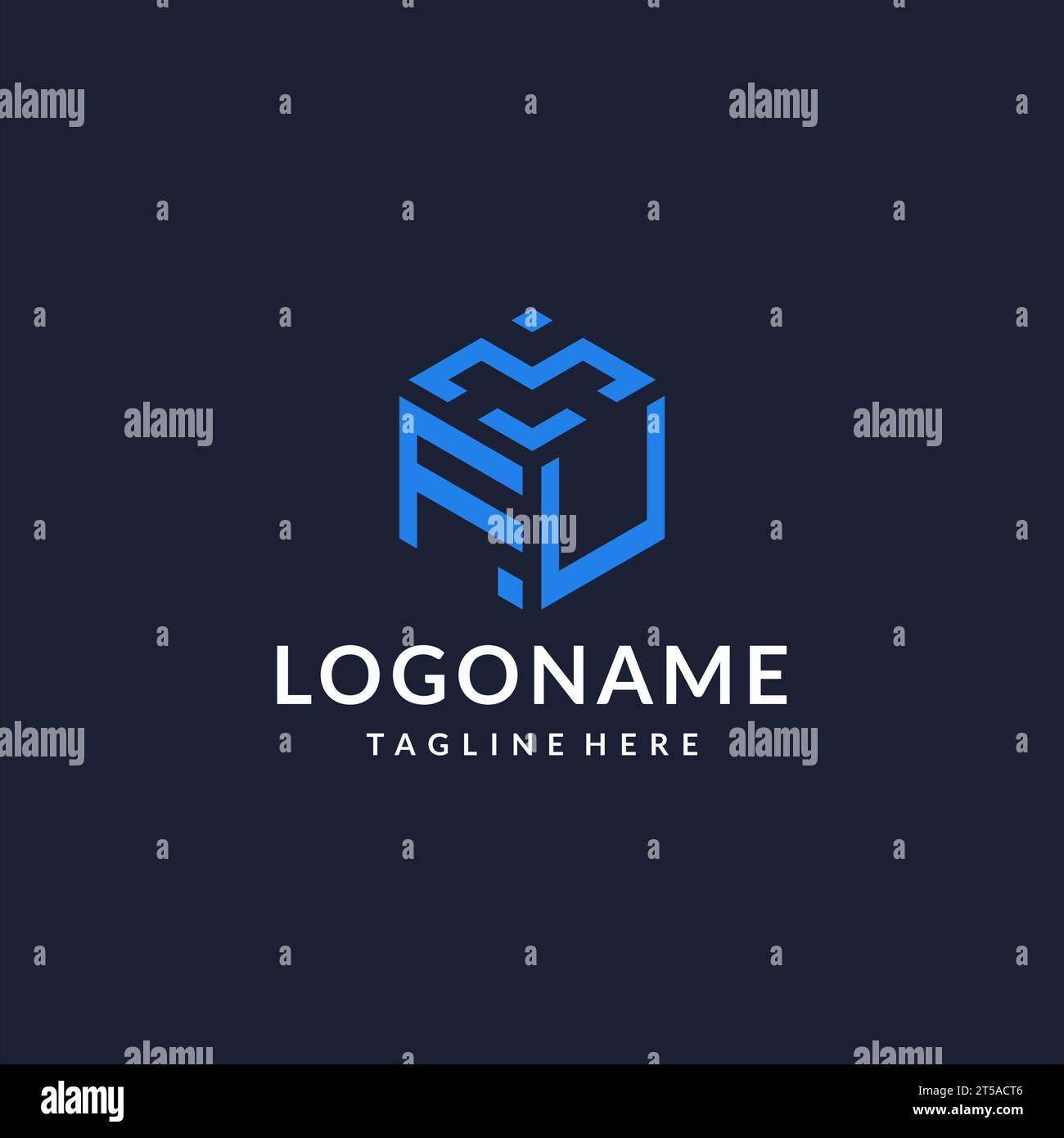 FU logo hexagon designs, best monogram initial logo with hexagonal ...