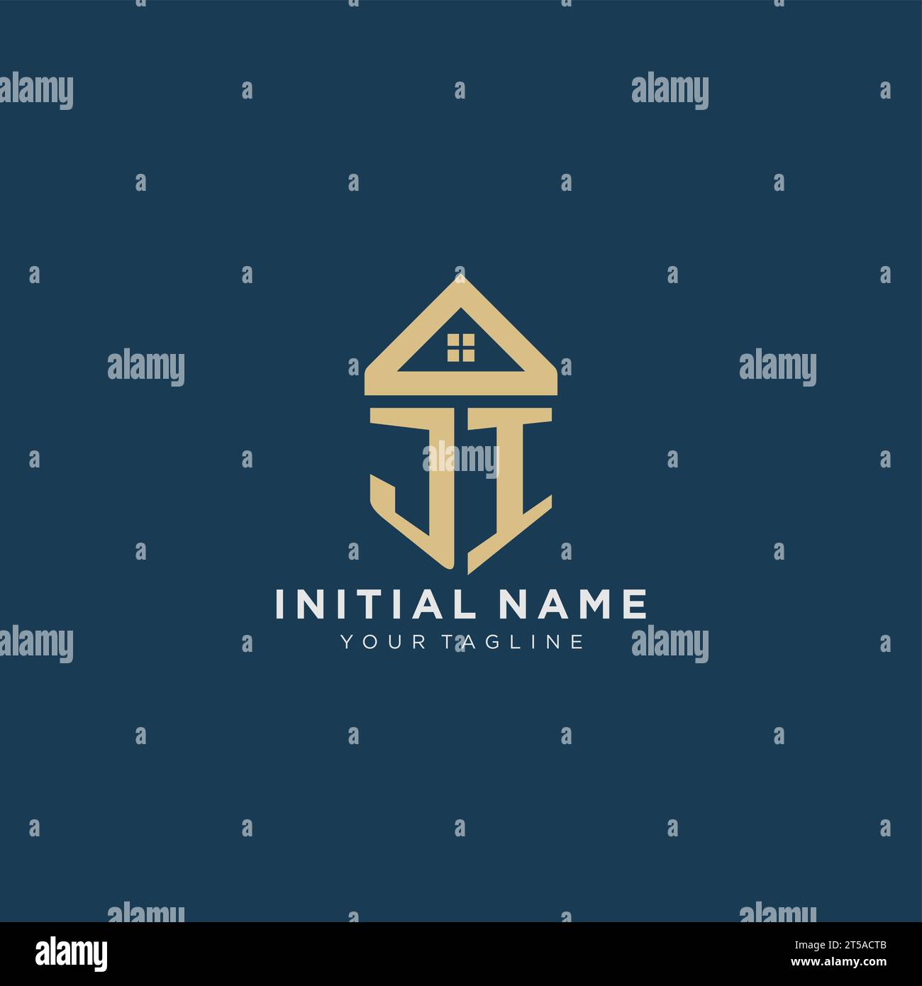 initial letter JI with simple house roof creative logo design for real ...