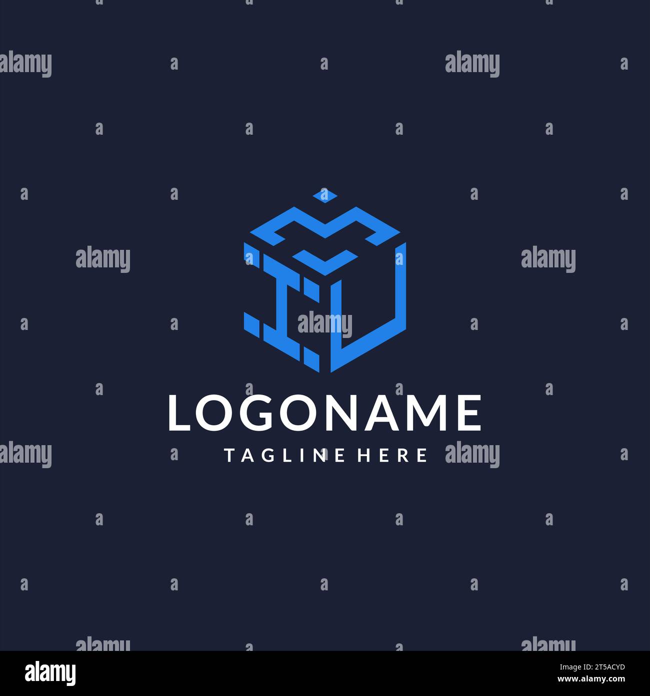 IU logo hexagon designs, best monogram initial logo with hexagonal ...