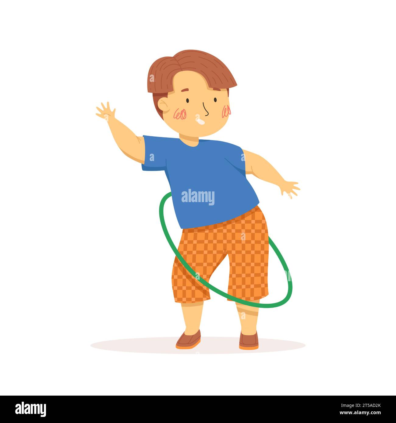 Cute little boy spinning a hula hoop. Vector illustration. Summer ...