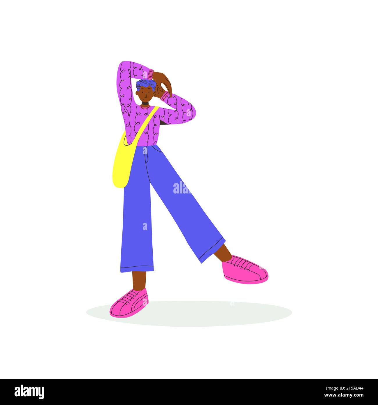 Young black-skinned man in trendy colorful flat style. Vector ...