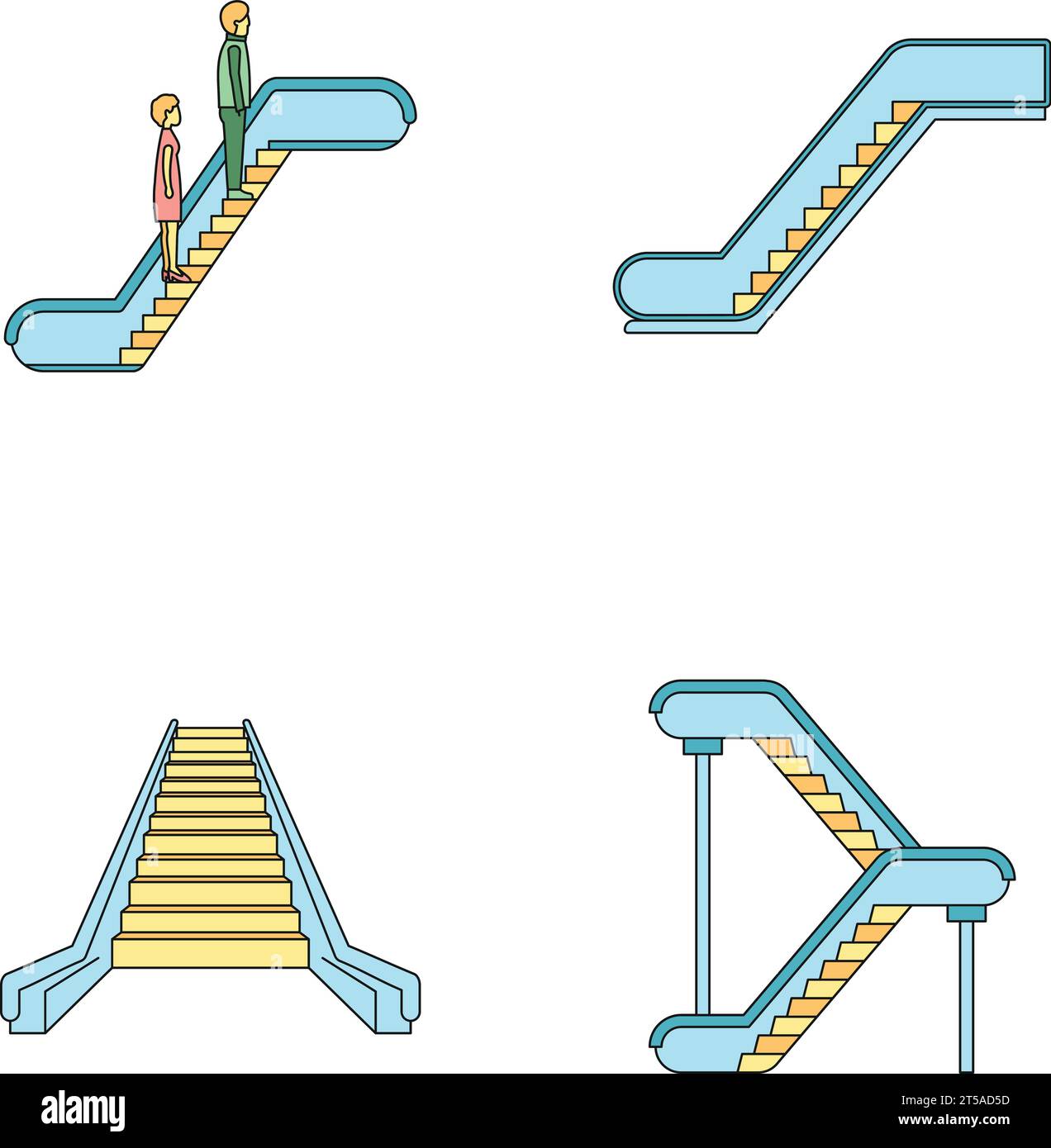 Escalator elevator icons set. Outline illustration of 4 escalator ... Escalator elevator icons set. Outline illustration of 4 escalator ...