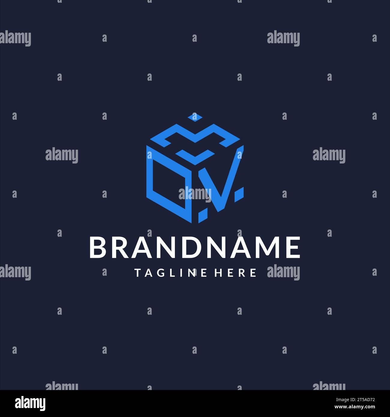 OV logo hexagon designs, best monogram initial logo with hexagonal ...