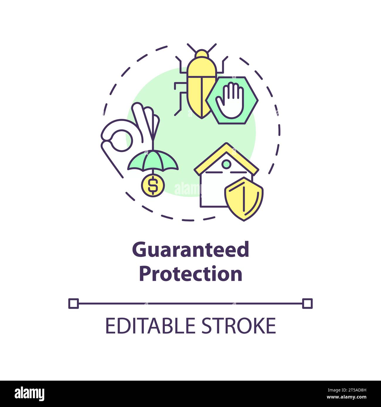 2D simple thin line icon guaranteed protection concept Stock Vector ...