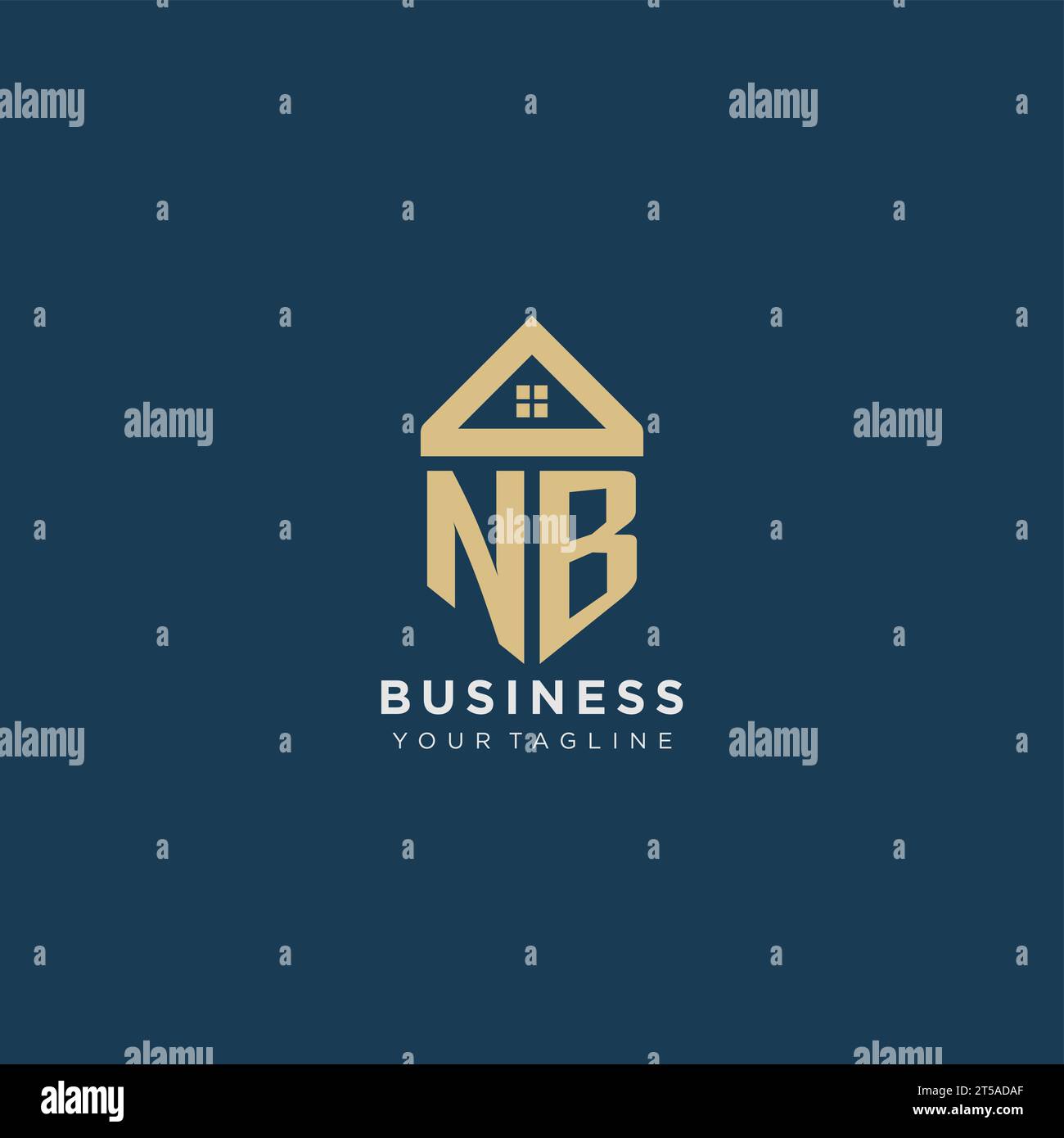 initial letter NB with simple house roof creative logo design for real ...