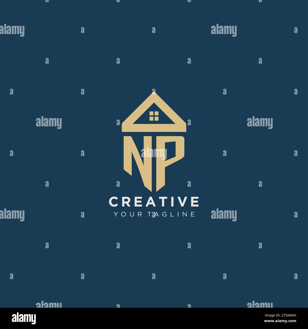 initial letter NP with simple house roof creative logo design for real ...