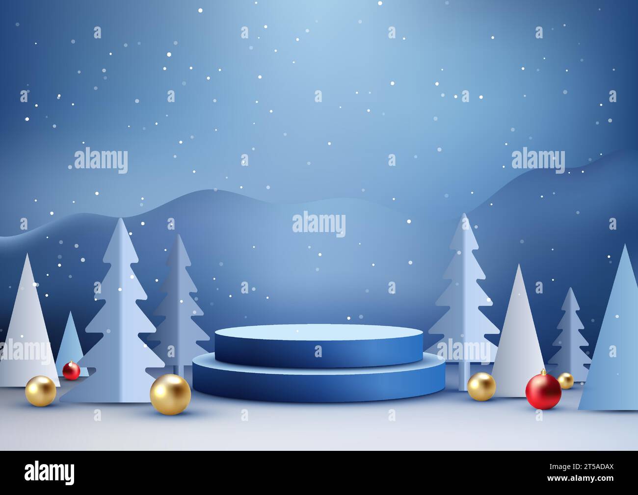 Showcase your products in style with this blue Christmas podium mockup ...