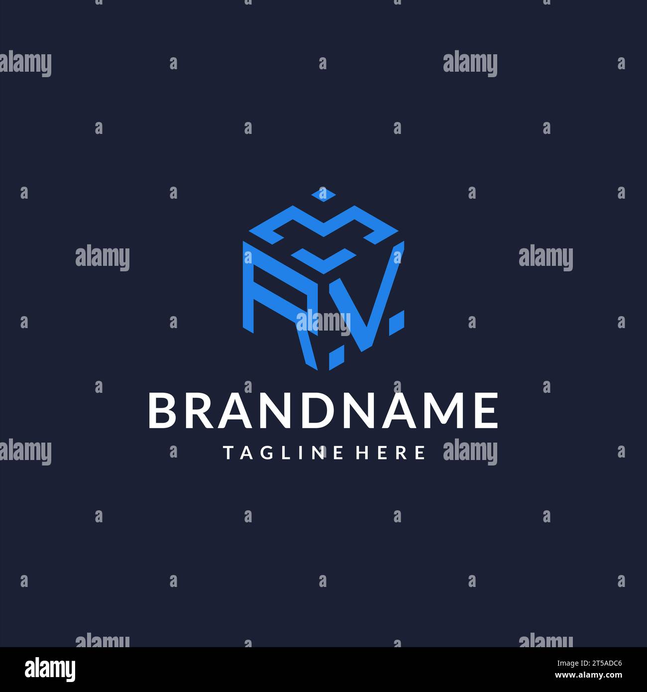 RV logo hexagon designs, best monogram initial logo with hexagonal ...