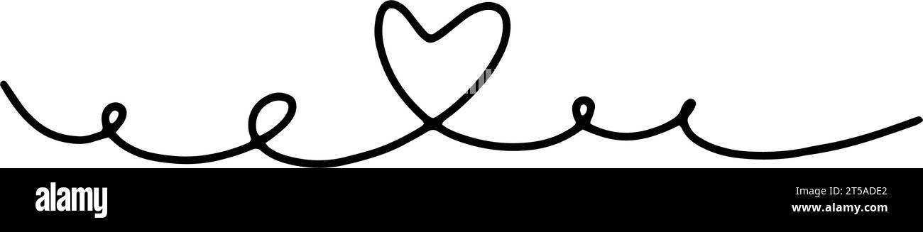 Hand drawn heart symbol divider border frame icon for love, romantic ...