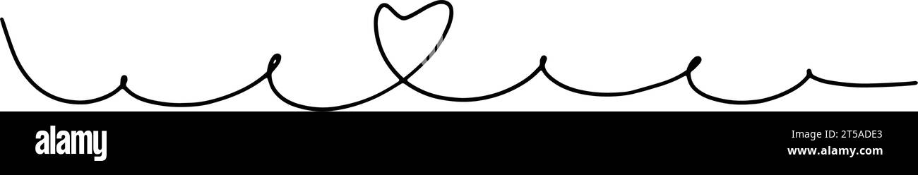 Hand drawn heart symbol divider border frame icon for love, romantic ...
