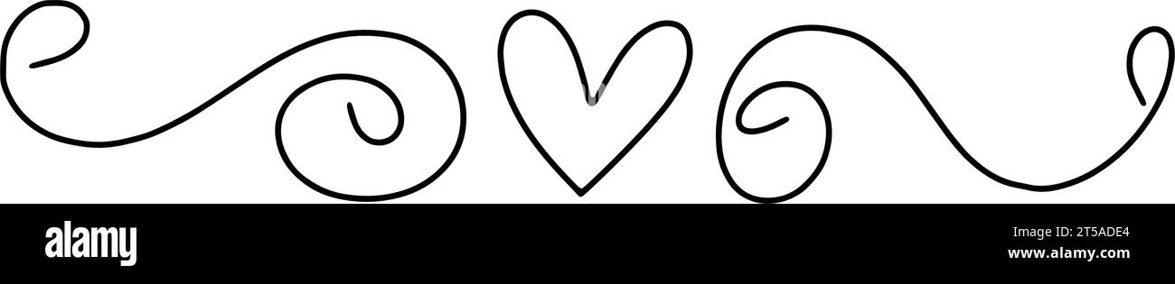 Hand drawn heart symbol divider border frame icon for love, romantic ...