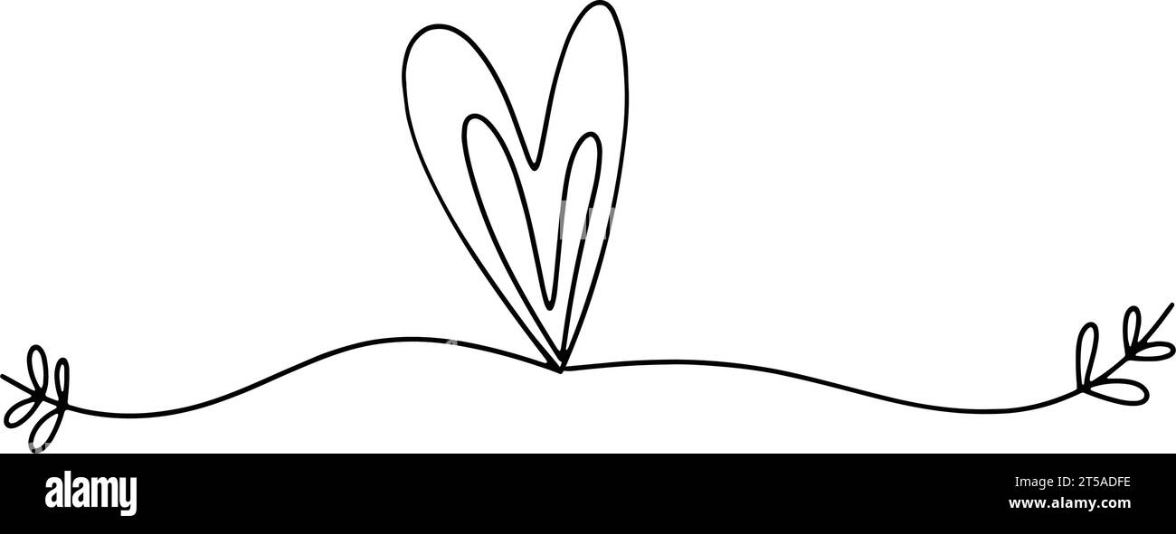 Hand drawn heart symbol divider border frame icon for love, romantic ...