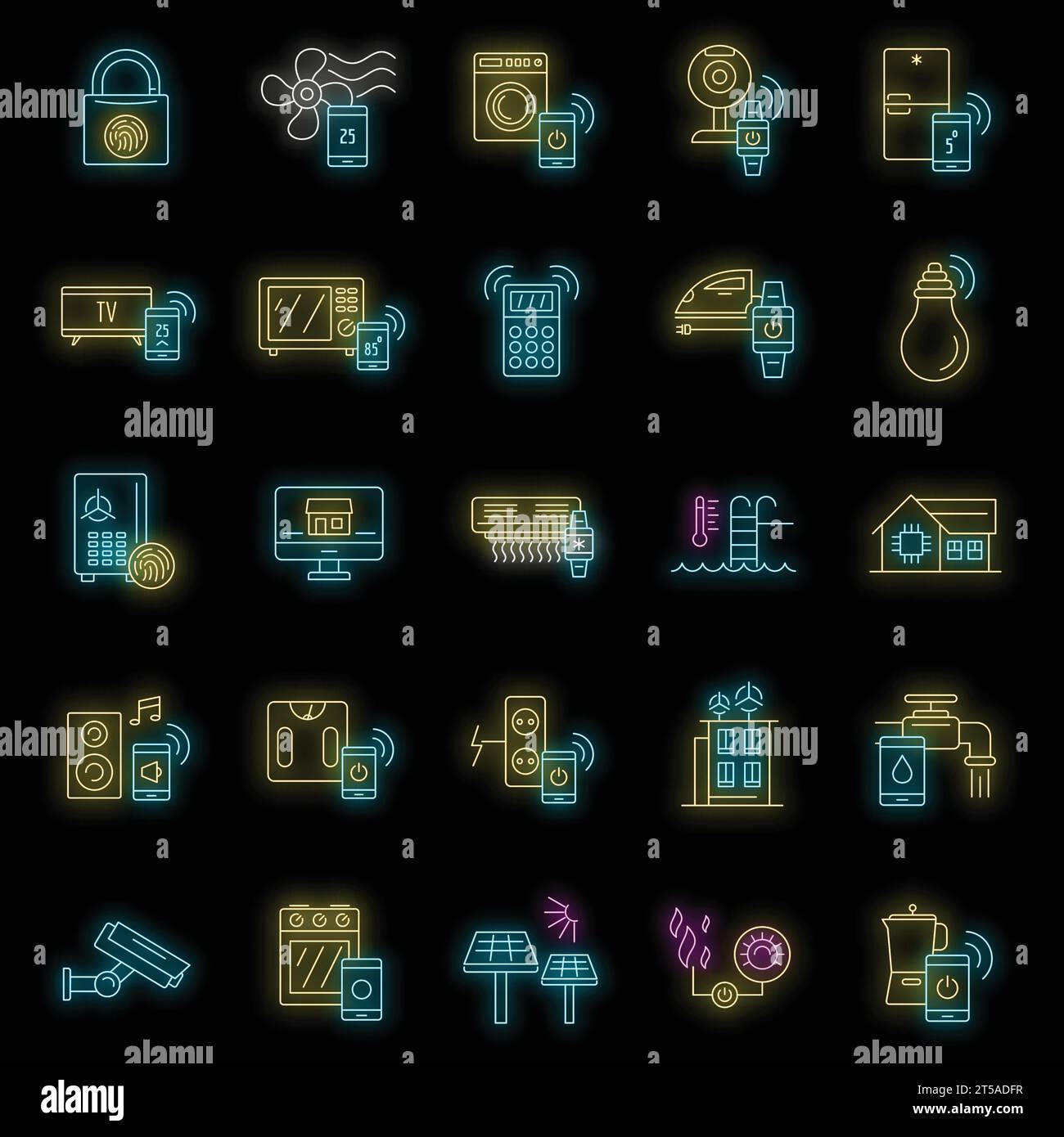 Intelligent building icon set. Outline set of intelligent building ...