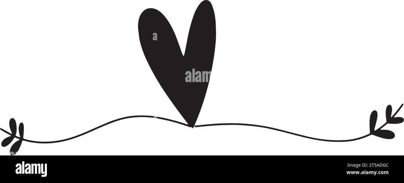 Hand drawn heart symbol divider border frame icon for love, romantic ...