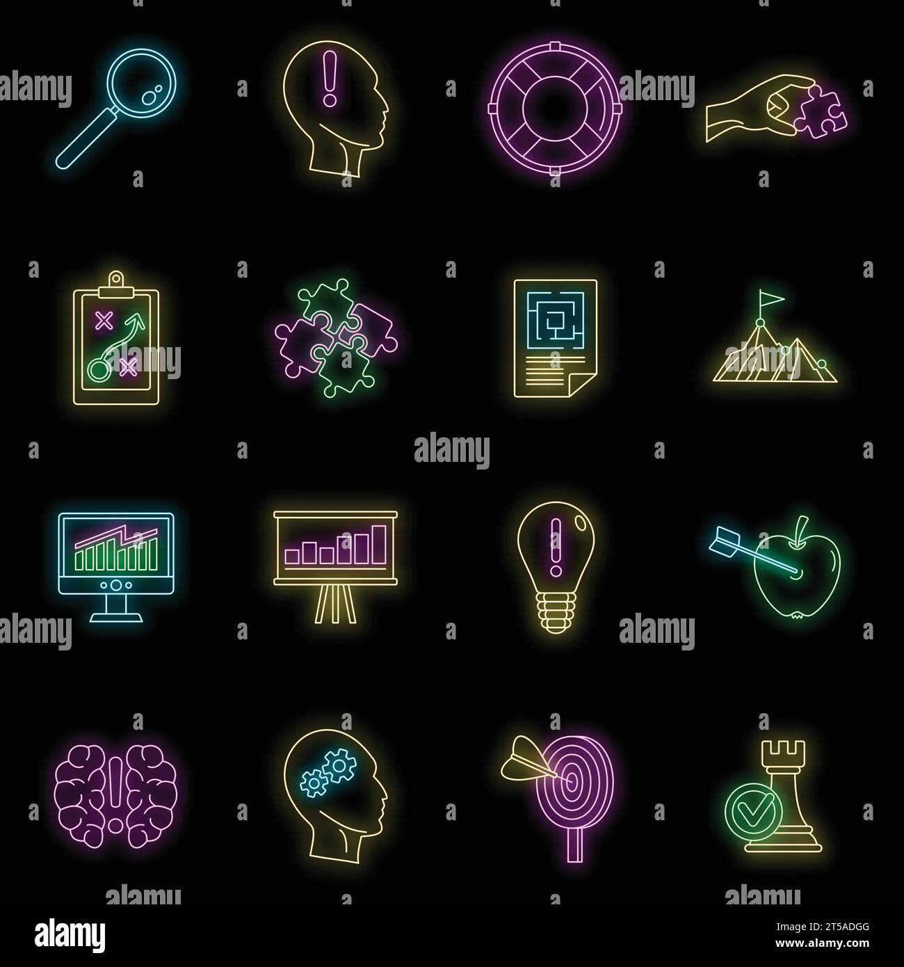 Problem solution icon set. Outline set of problem solution vector icons ...