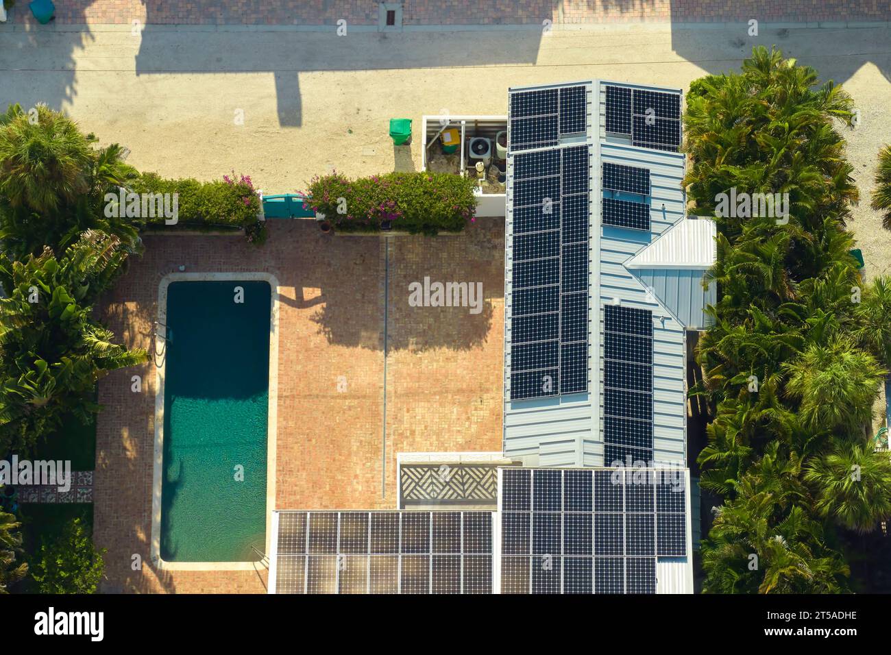 Big new residential house in USA with rooftop covered with solar ...