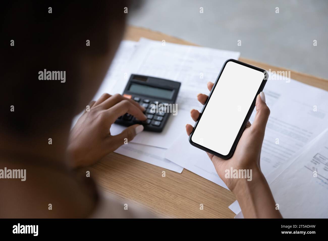 Mobile phone screen of businesswoman, entrepreneur, accountant using ...