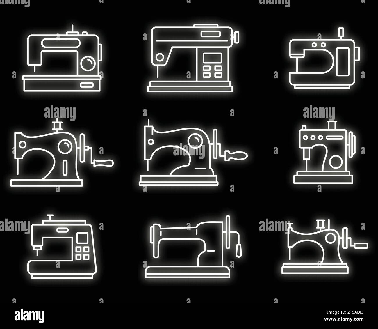 Fabric Sew Machine Icon Set Outline Set Of Fabric Sew Machine Vector