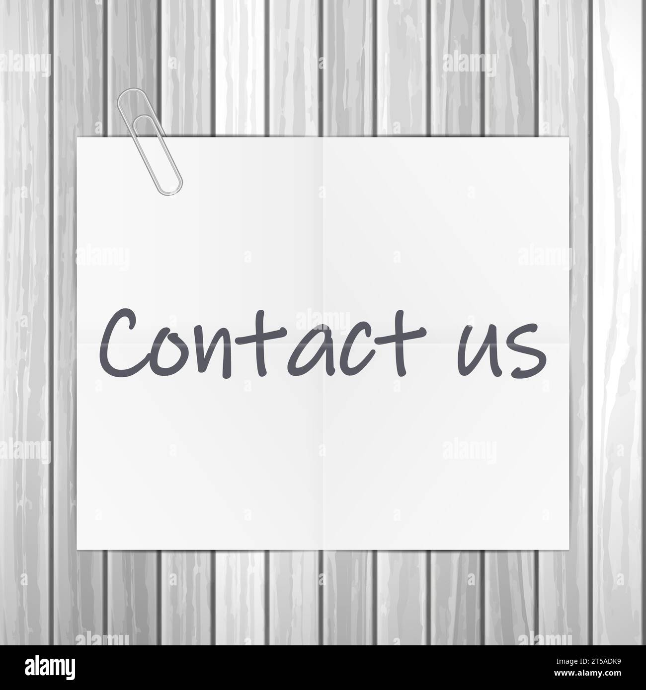 Notepad contact us text on wooden background. Vector illustration Stock ...