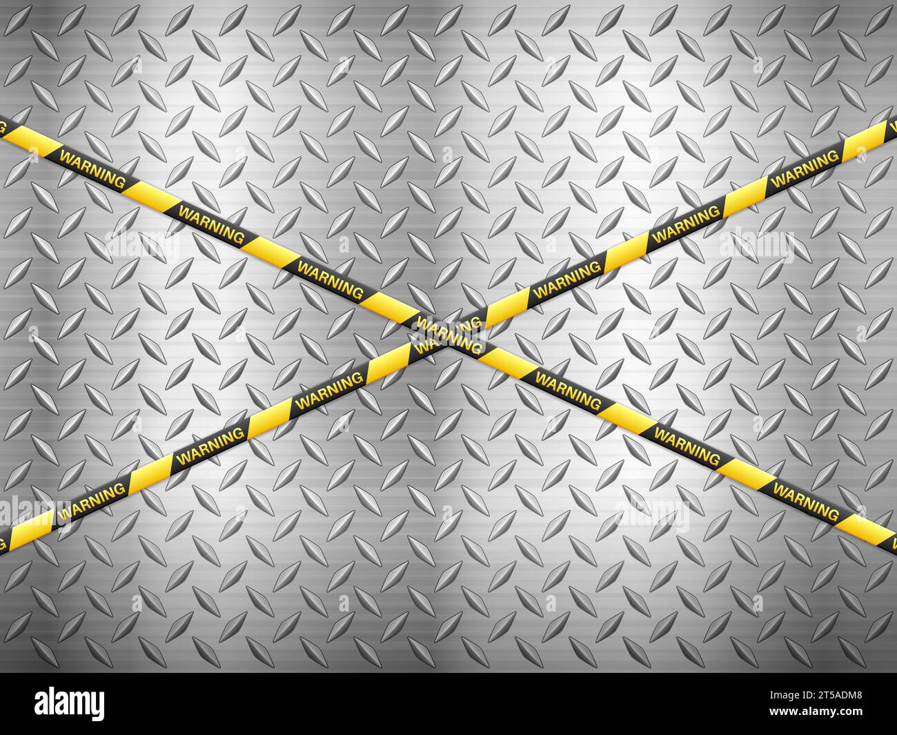 Warning tape on metal background. Vector illustration Stock Photo - Alamy