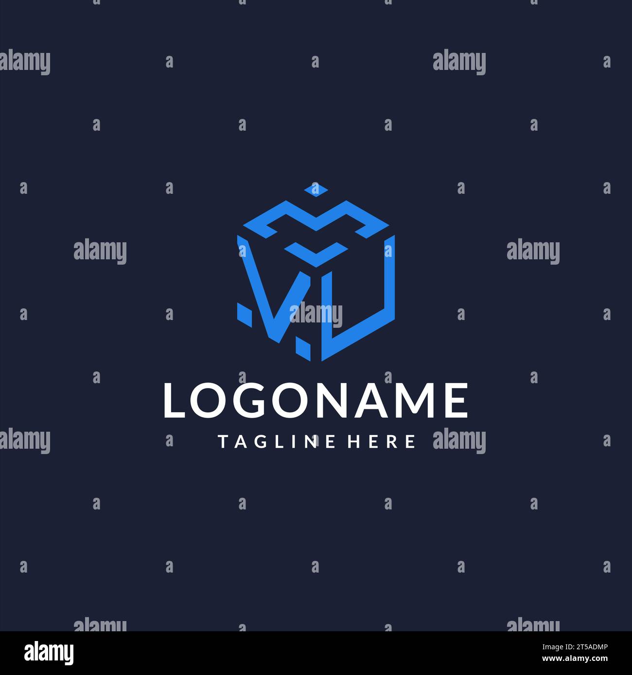 VU logo hexagon designs, best monogram initial logo with hexagonal ...