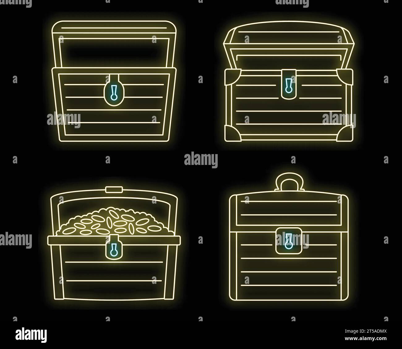 Old dower chest icon set. Outline set of old dower chest vector icons ...