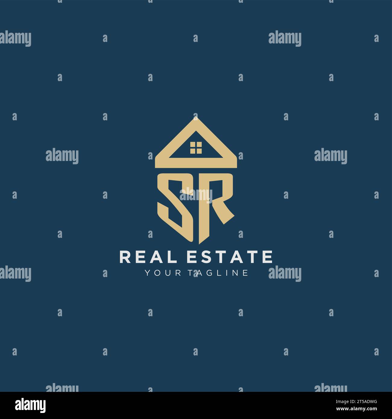 initial letter SR with simple house roof creative logo design for real ...