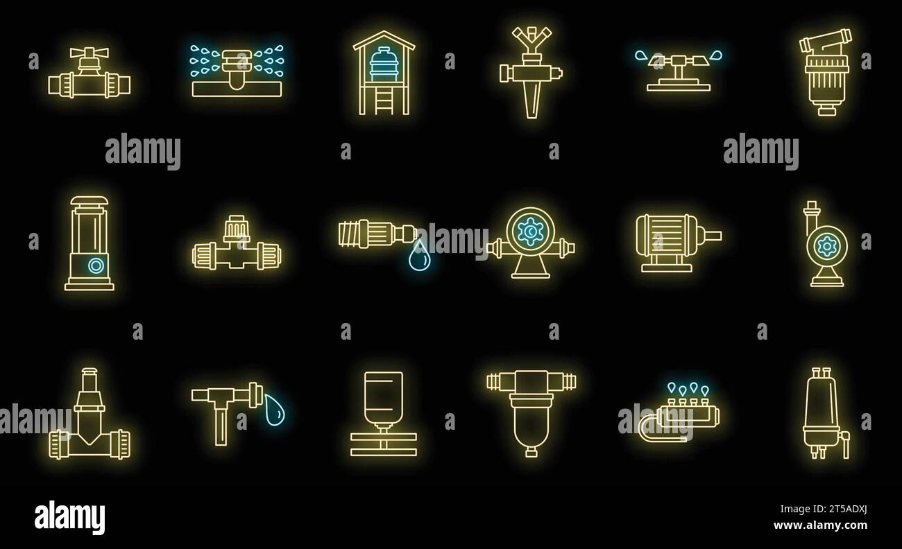 Agricultural irrigation system icon set. Outline set of agricultural ...