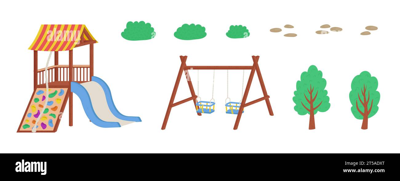 Playground elements isolated on white background. Outdoor equipment for ...