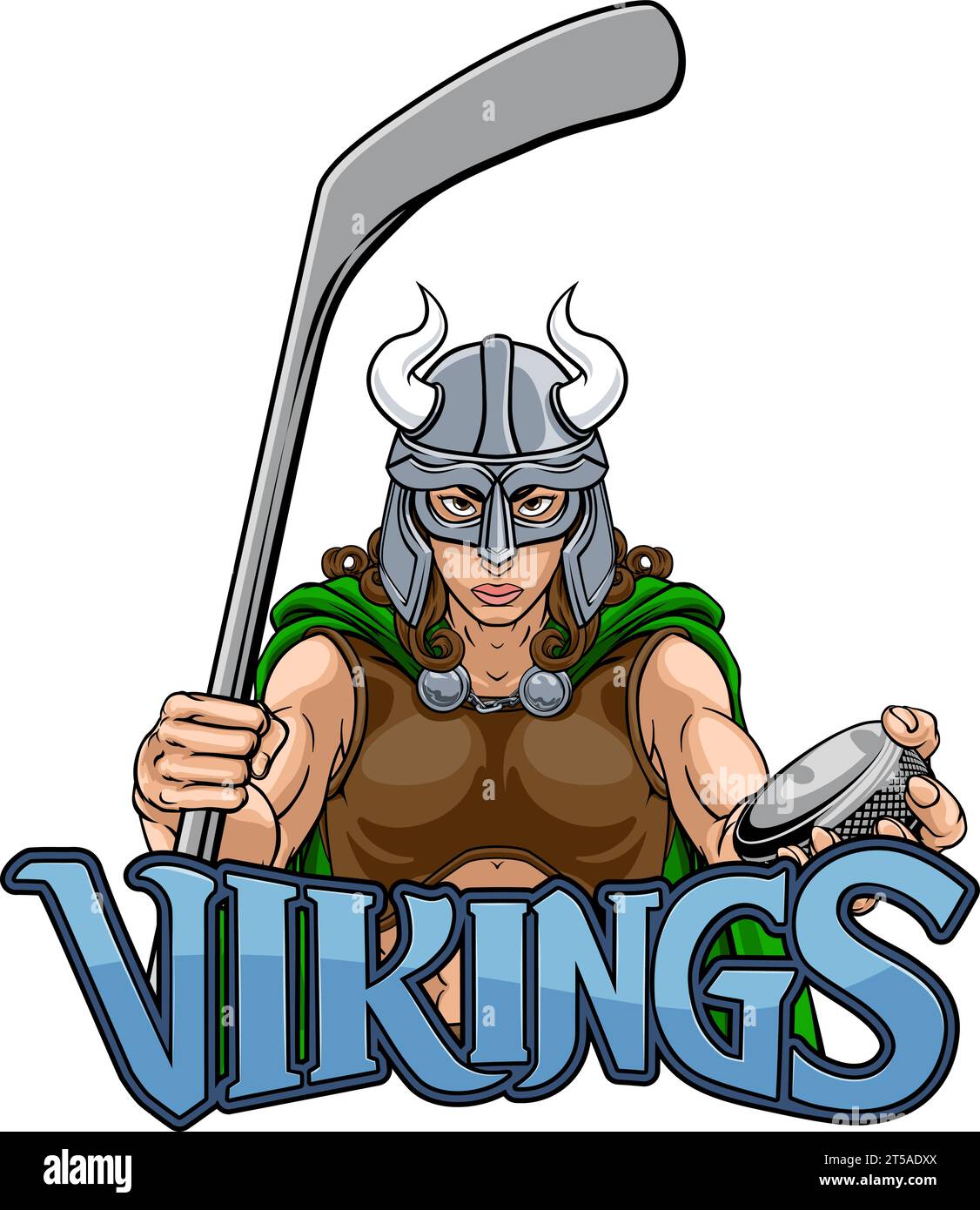 Viking Warrior Woman Ice Hockey Sports Team Mascot Stock Vector Image ...