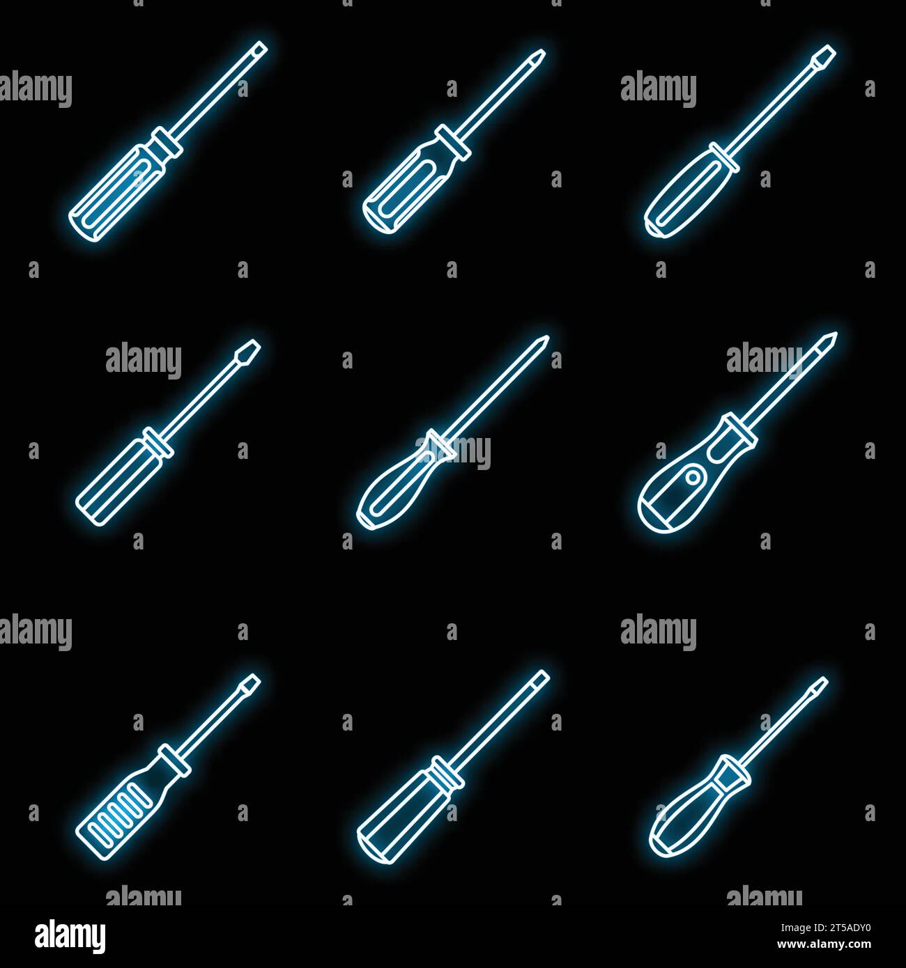Screwdriver tool icons set. Outline set of screwdriver tool vector ...