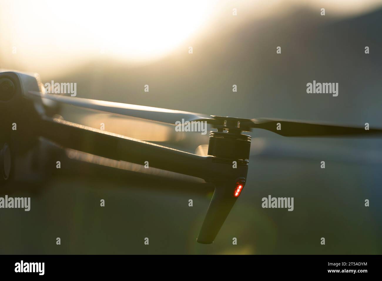 Drone quadcopter with digital camera and fast rotating propellers ...