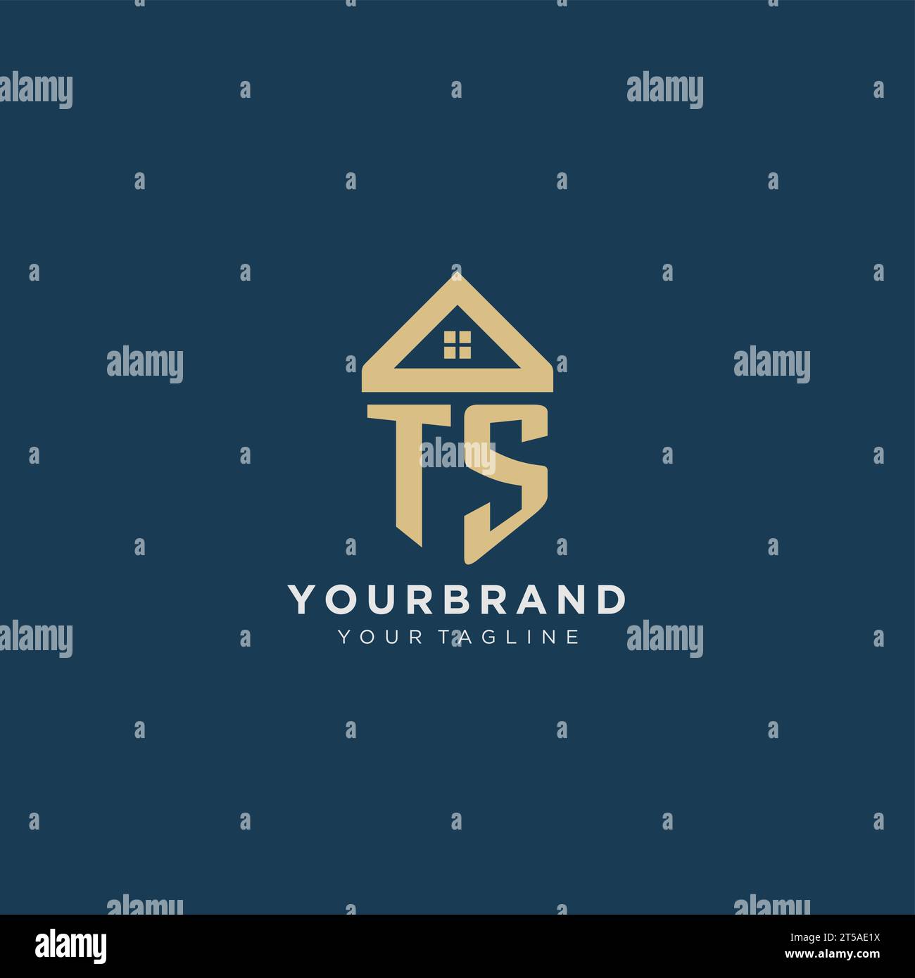 initial letter TS with simple house roof creative logo design for real estate company vector ...