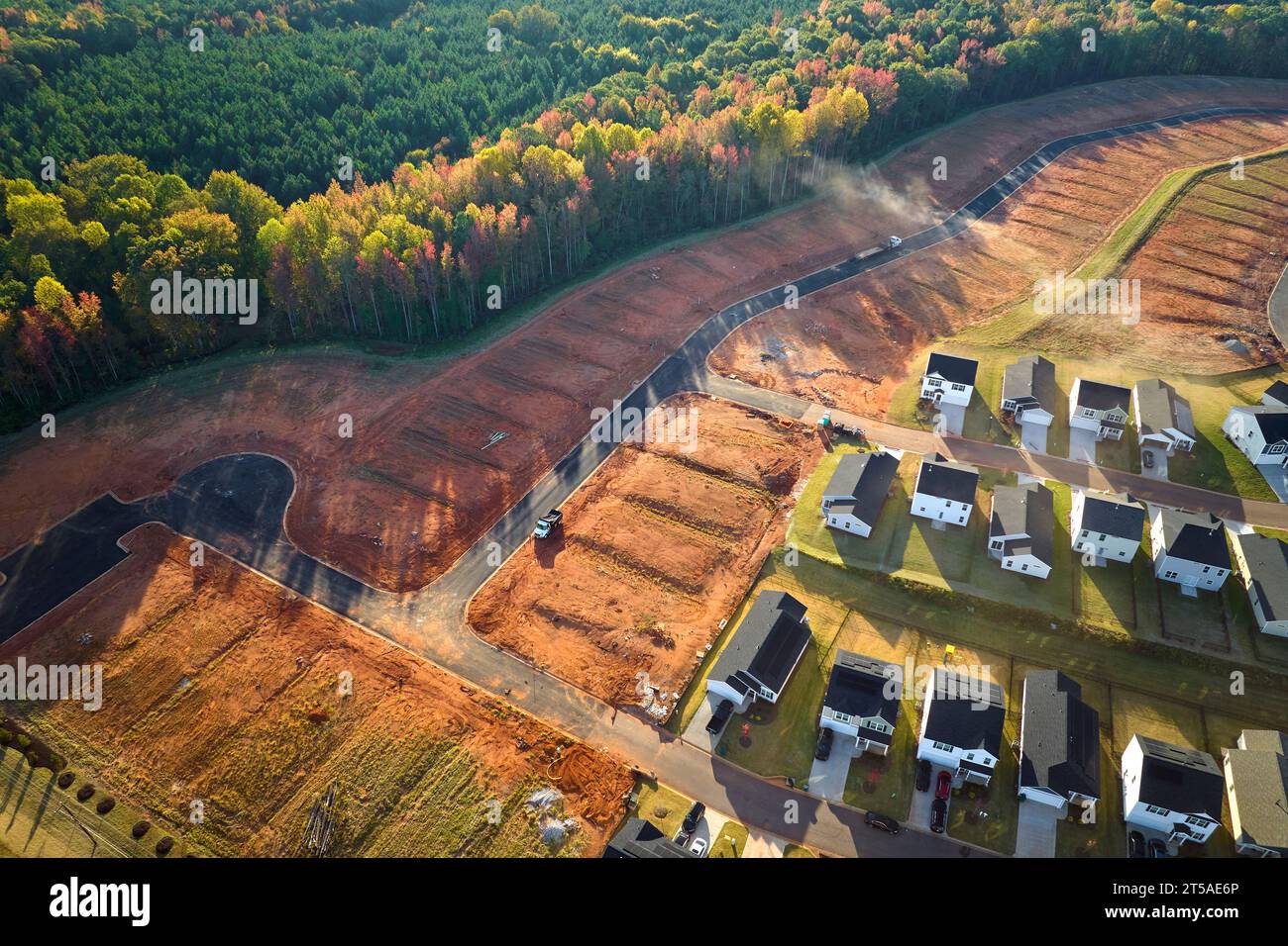 Ground prepared for building of new residential houses in South ...