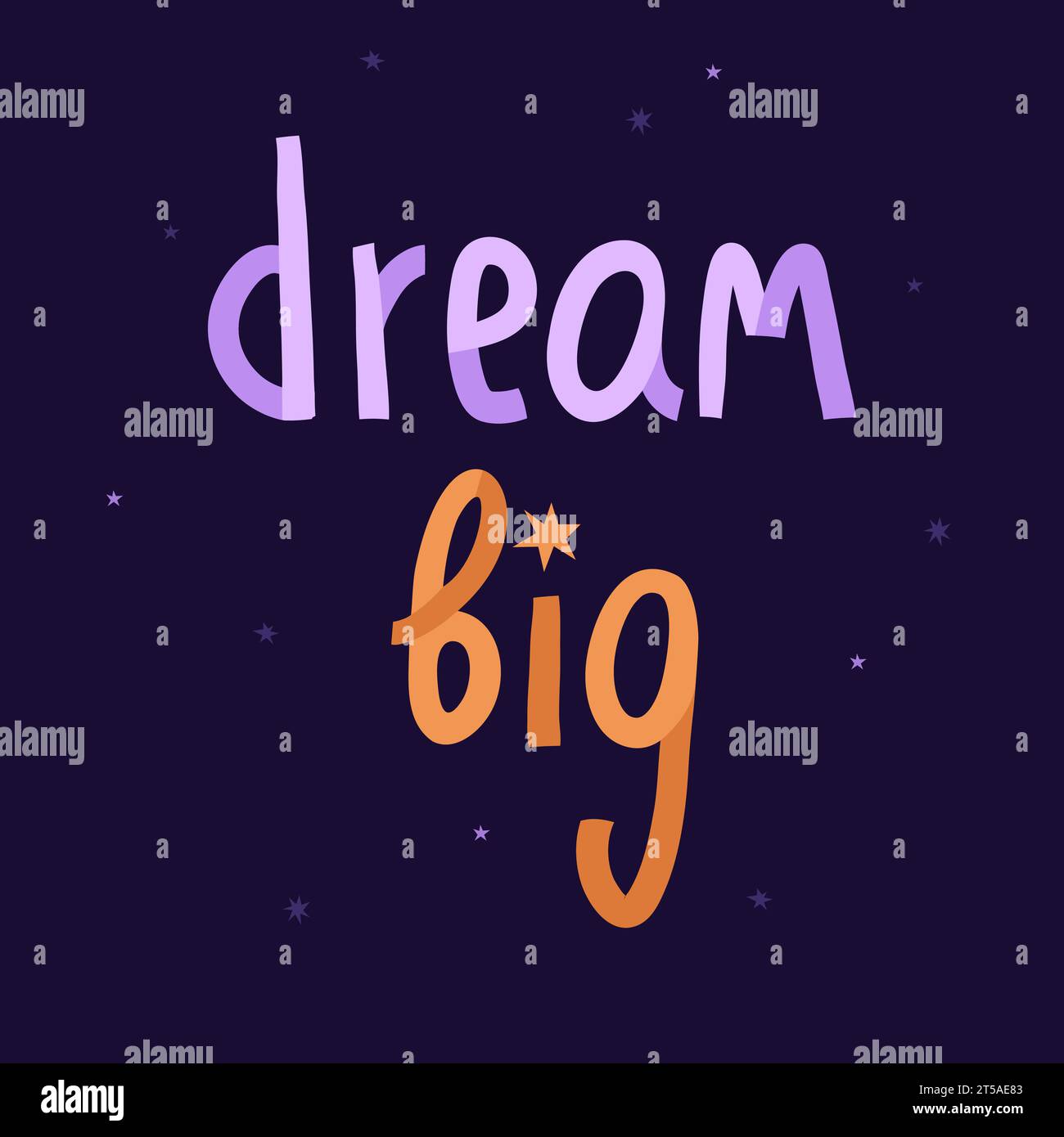 Cosmic lettering with stars. Vector illustration in a flat style. Dream ...
