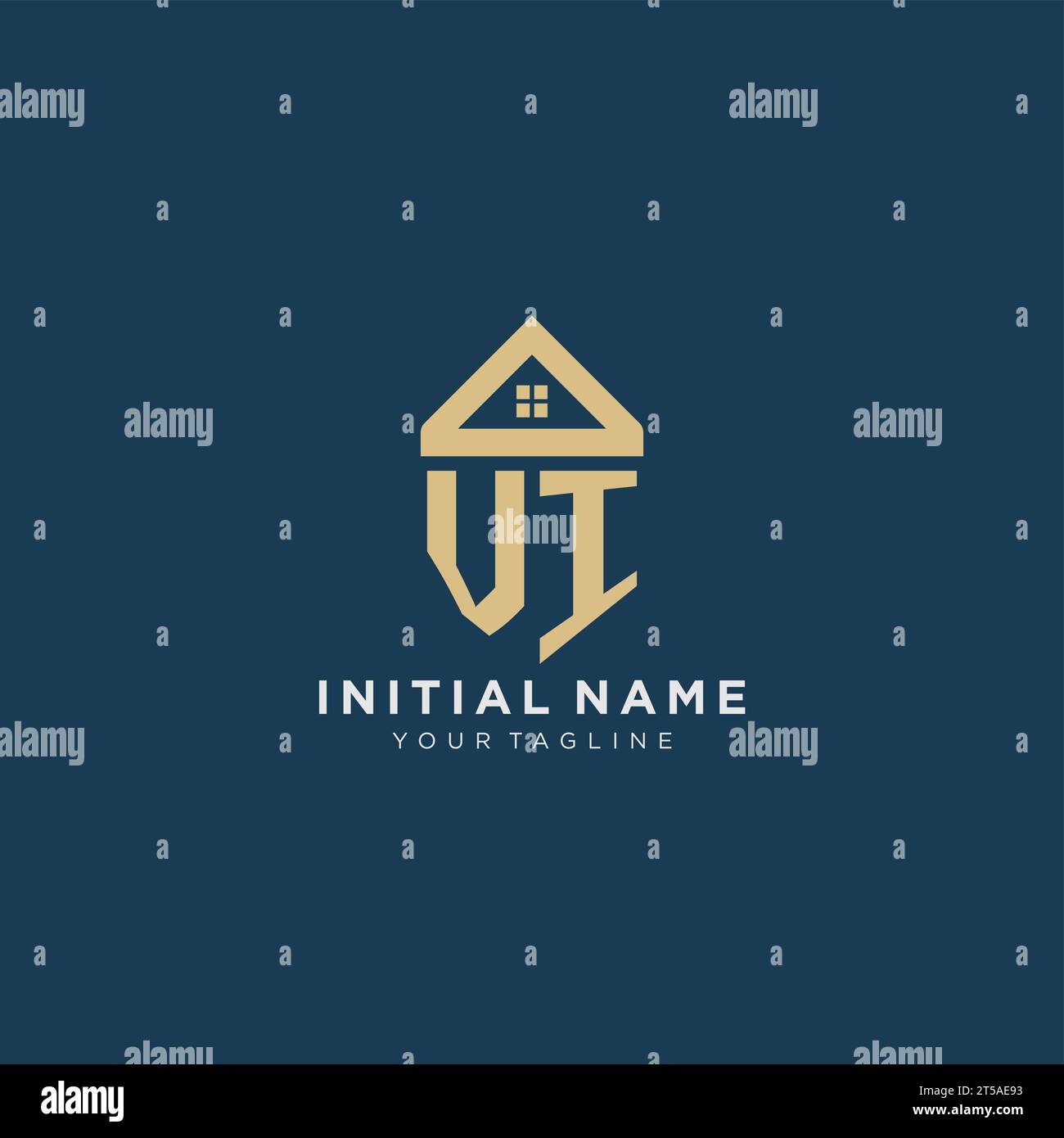 initial letter VI with simple house roof creative logo design for real ...