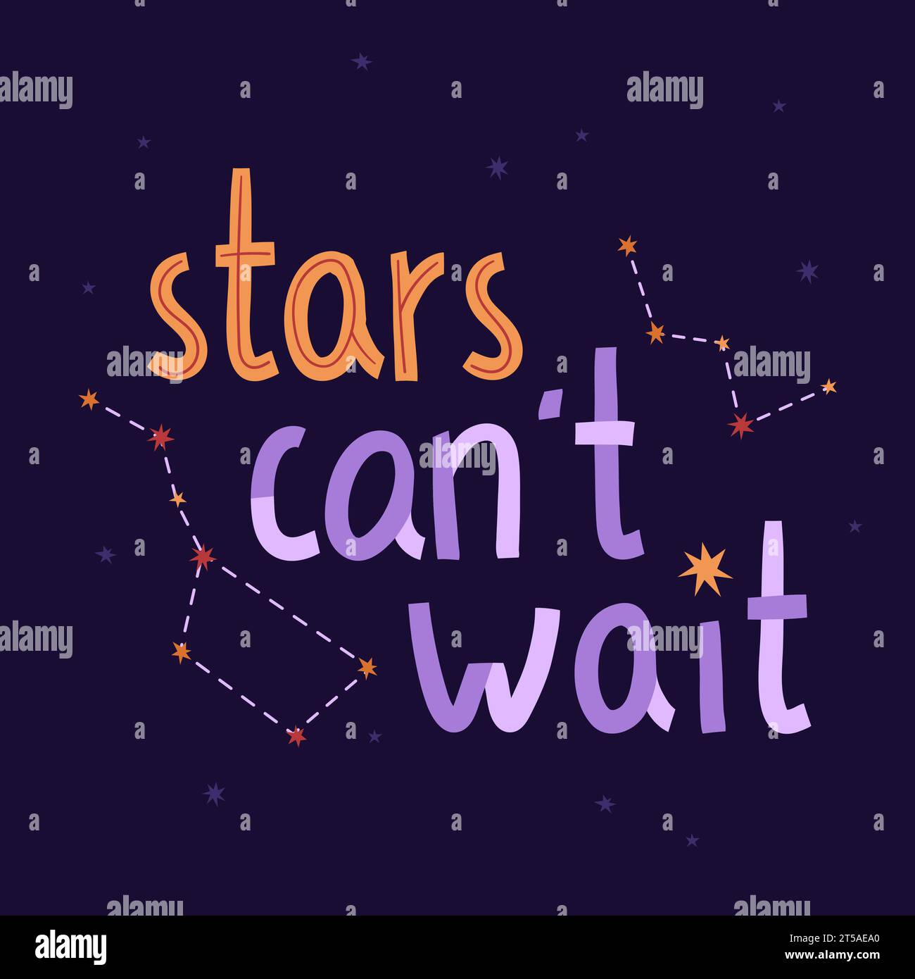 Cosmic lettering with stars and constellation. Vector illustration in a ...