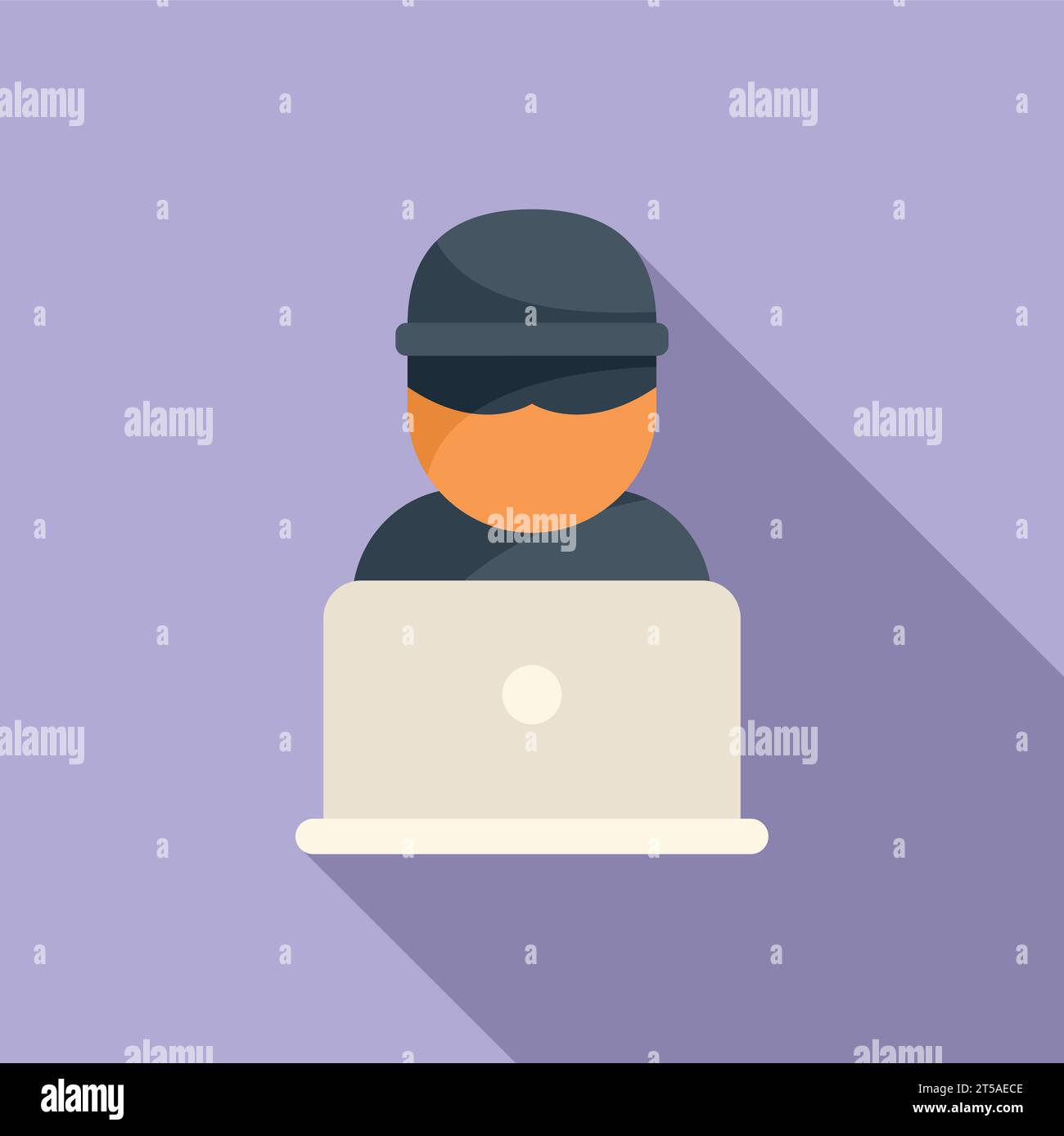 Anonymous laptop user icon flat vector. Mark person. Avatar face ...
