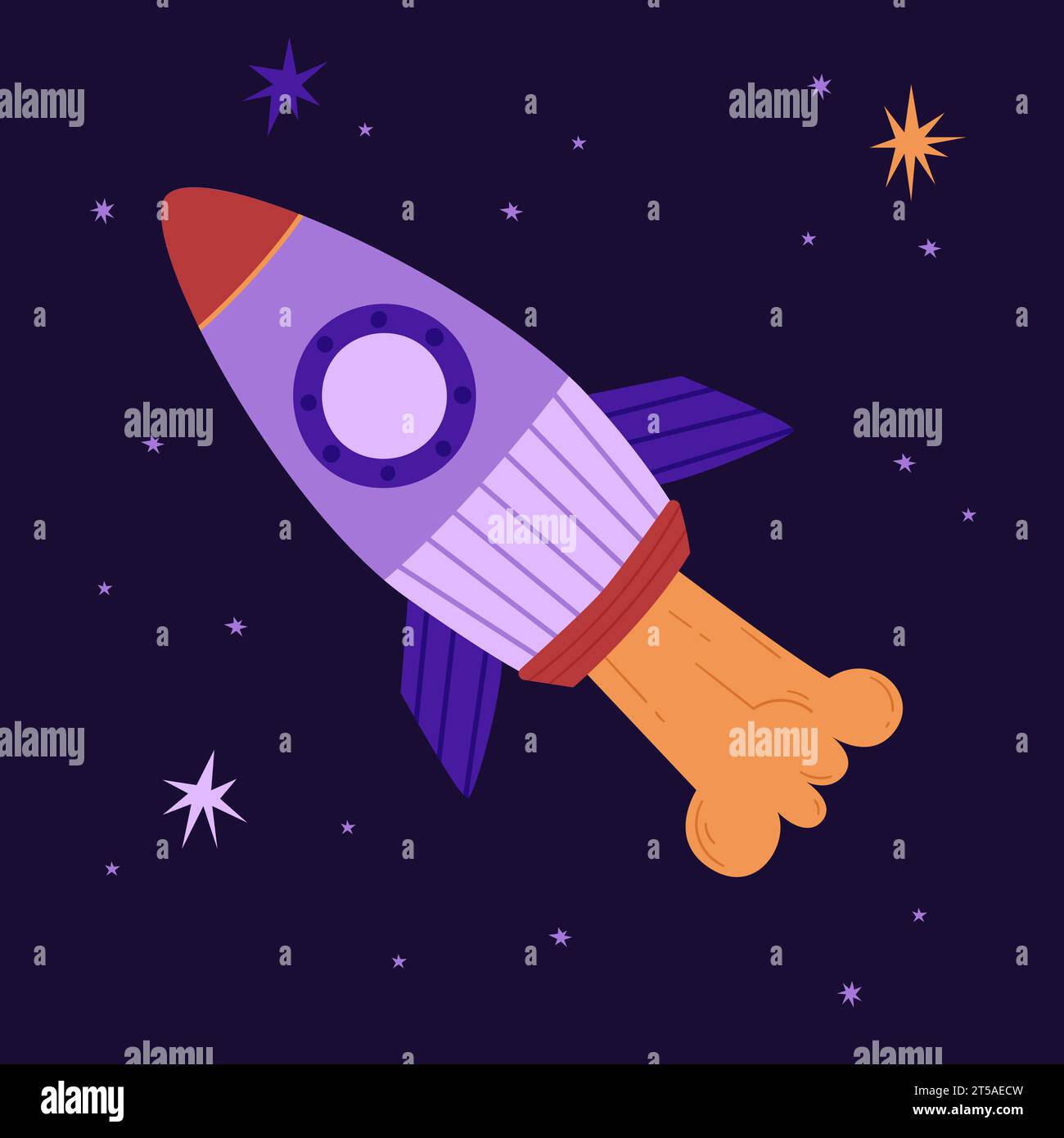 Space rocket on the background of the starry sky vector illustration ...