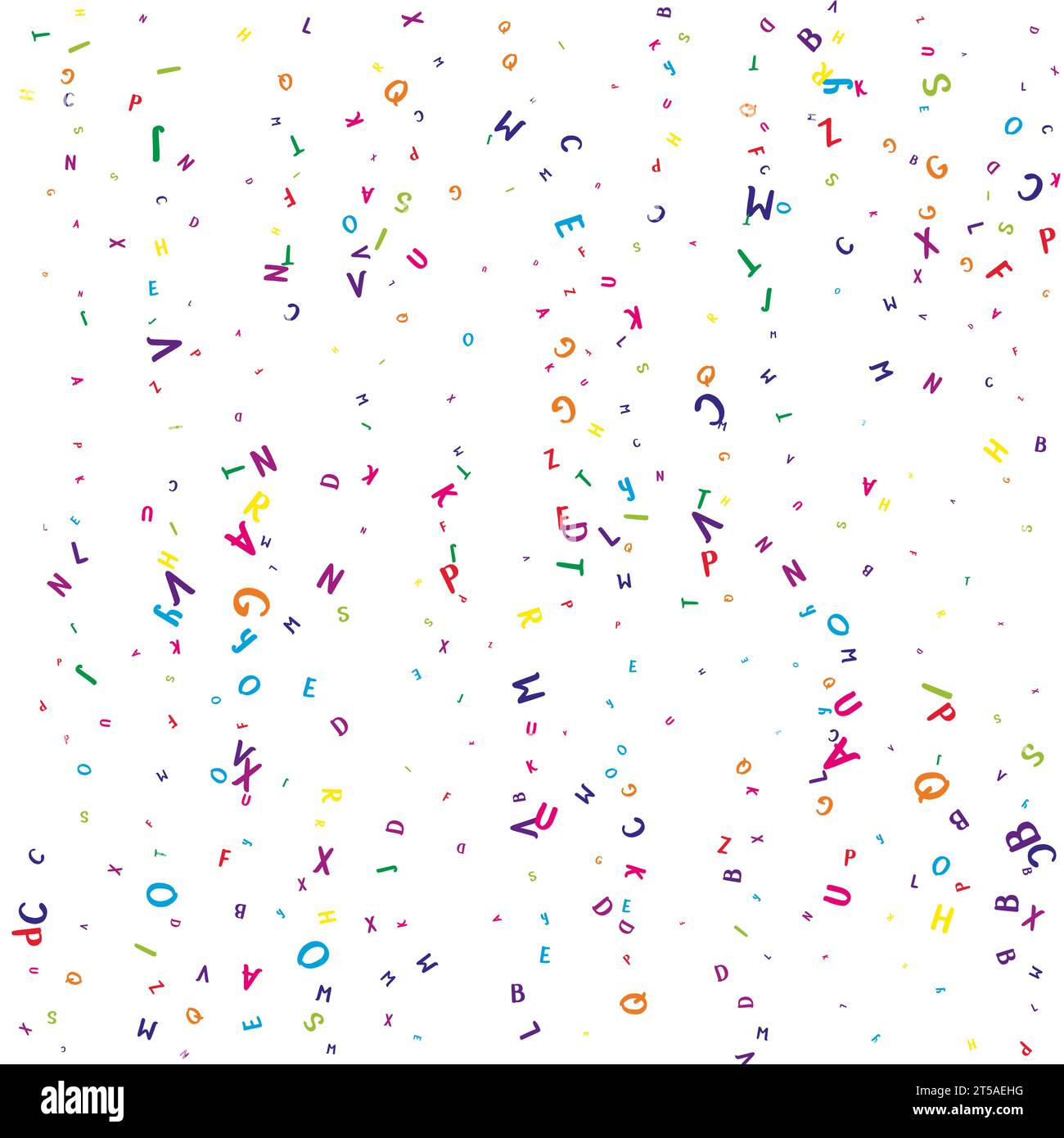 Falling letters of English language. Colorful childish flying ...