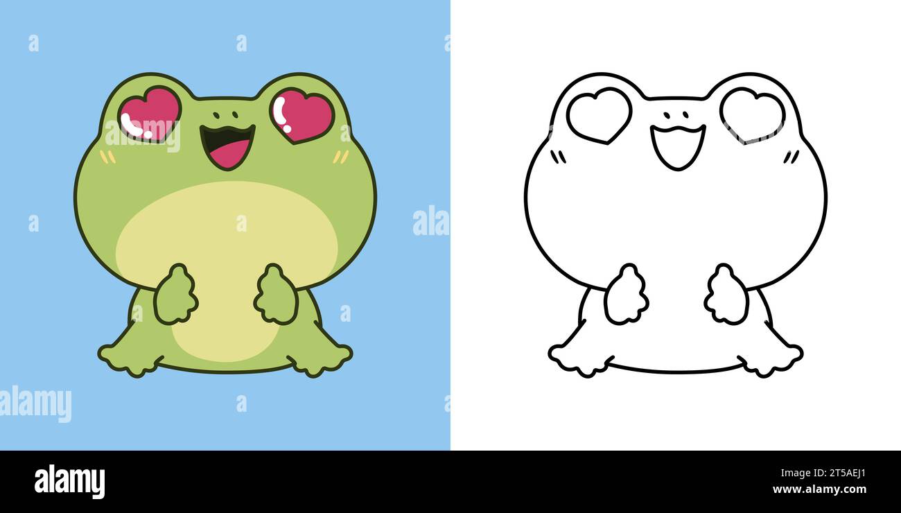 Cute Isolated Frog Illustration and For Coloring Page. Cartoon Clip Art ...