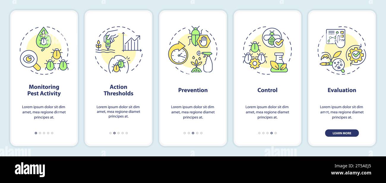Walkthrough integrated pest management with linear icons Stock Vector ...