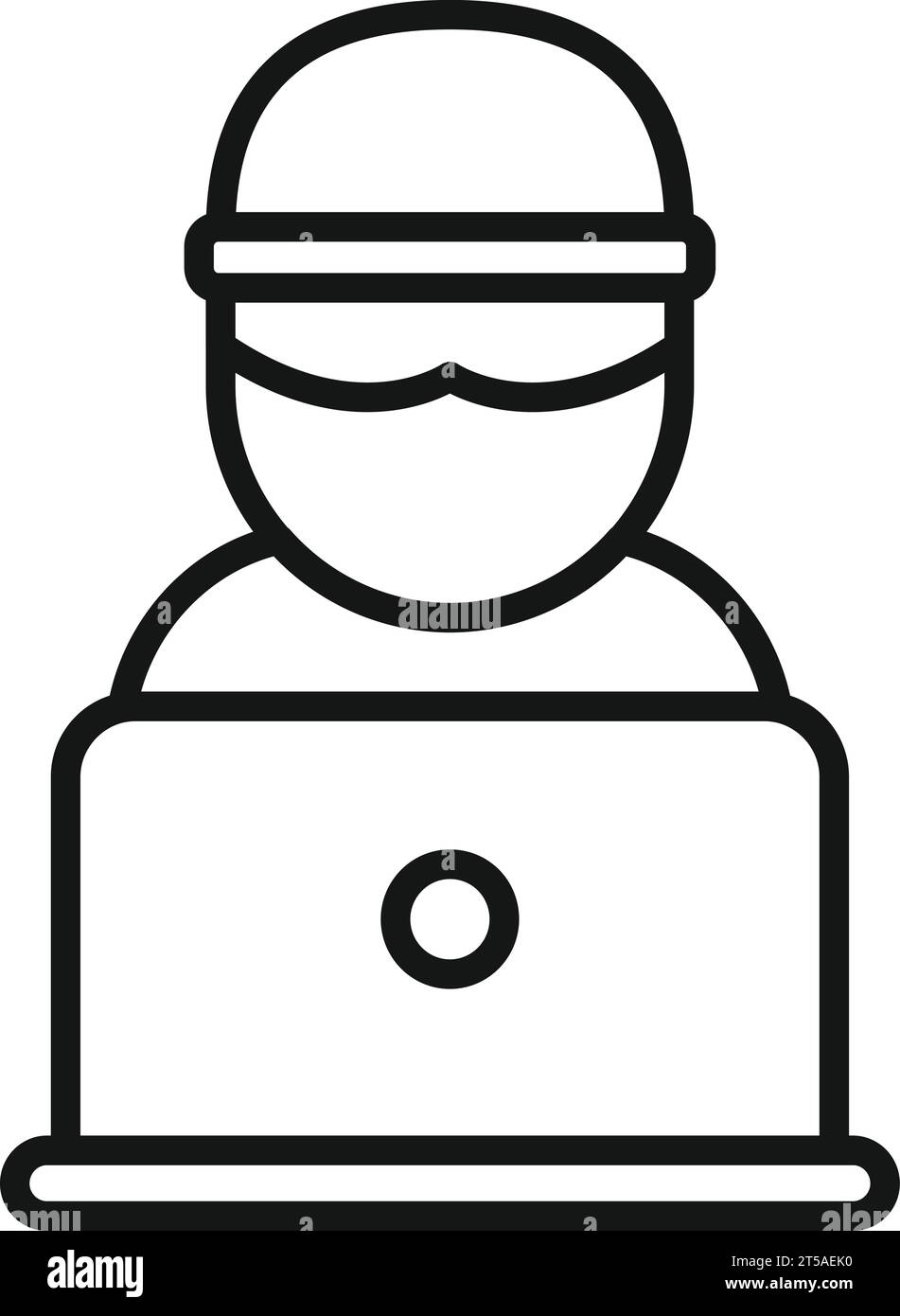 Anonymous laptop user icon outline vector. Mark person. Avatar face ...