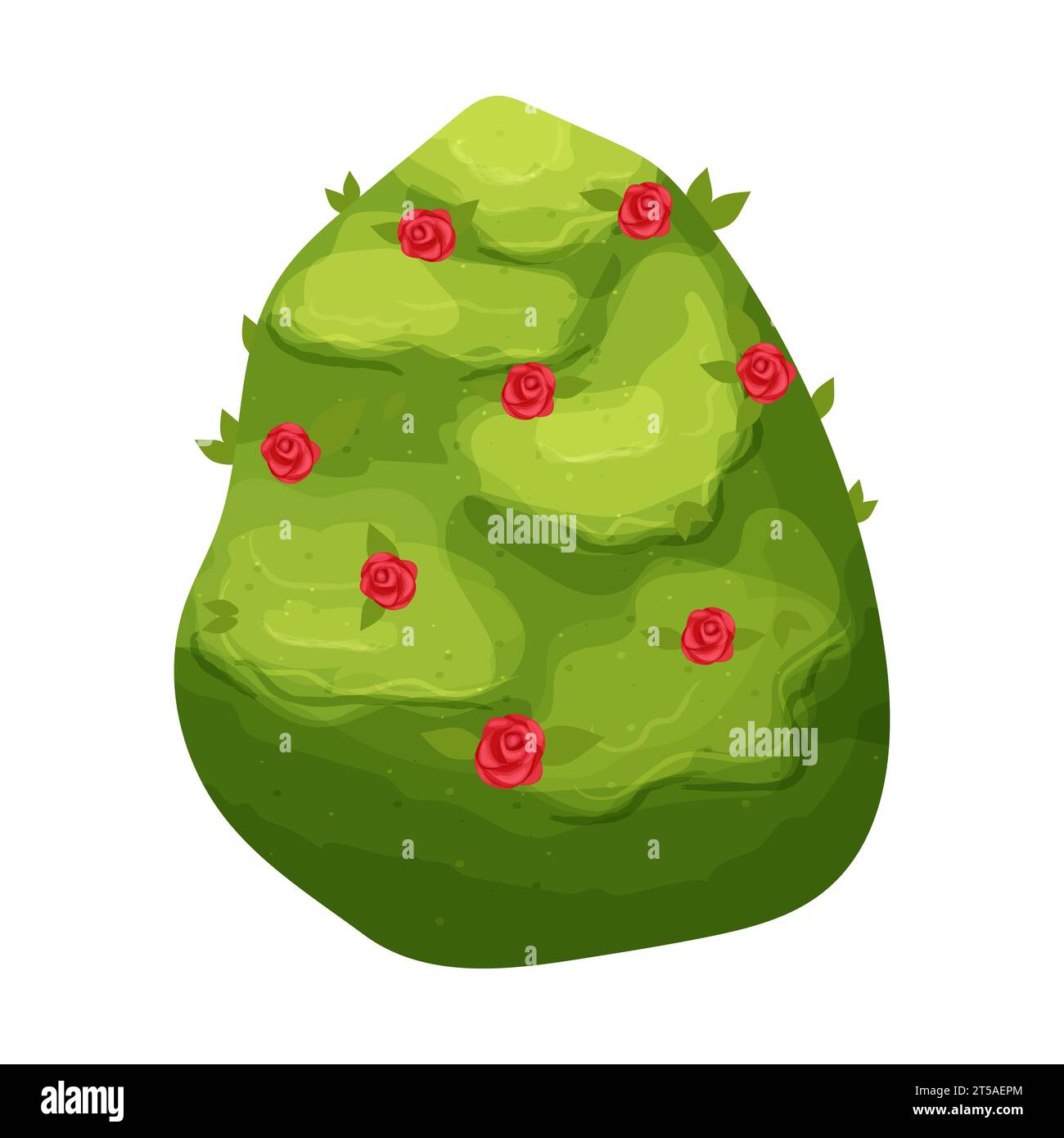 Hedge green bush with red flowers forest or backyard plant with leaves ...